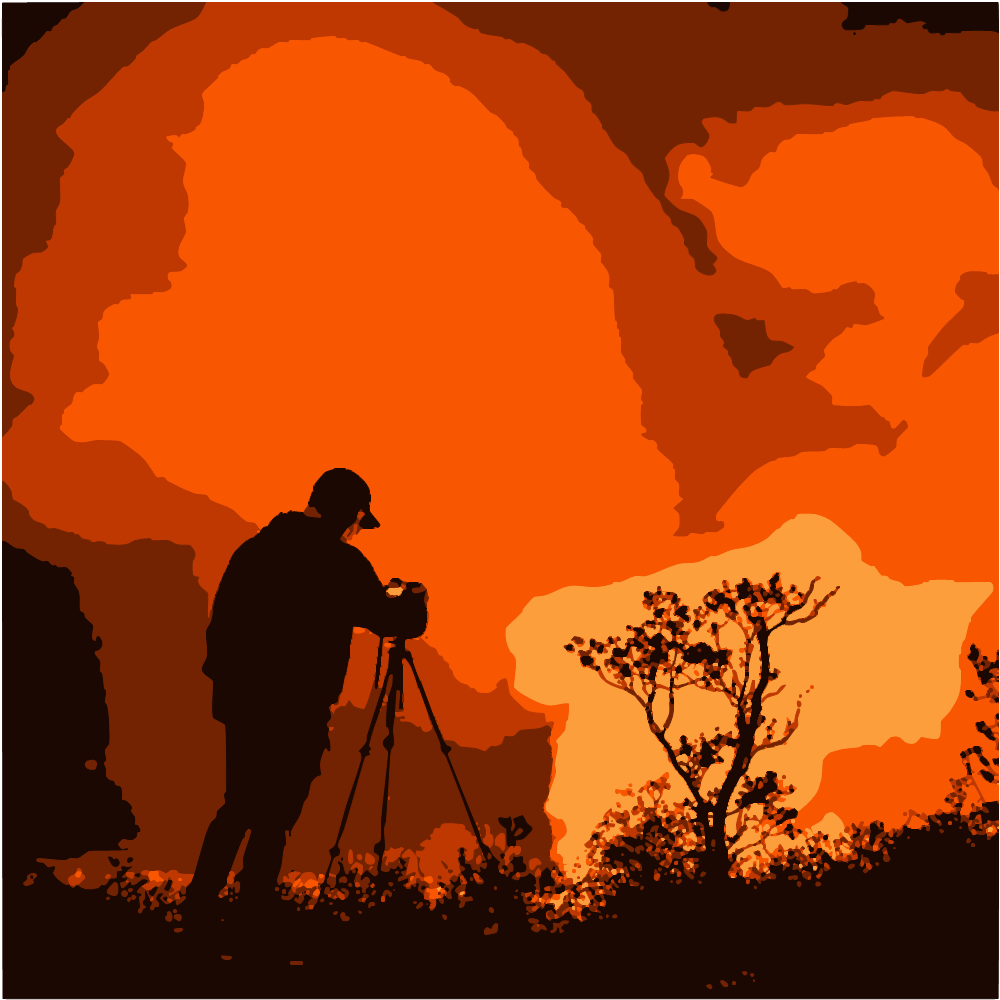 Silhouette Of Man Holding Camera | Raster Image Converted to Vector